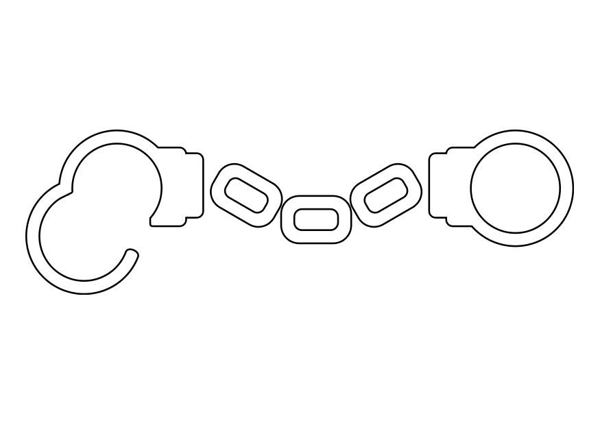 Coloriage de menottes dessinées simplement avec une chaîne entre elles