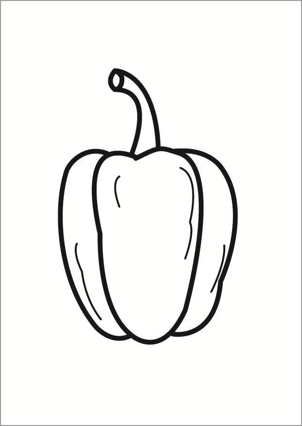Coloriage de poivron avec une forme distincte et une tige en haut