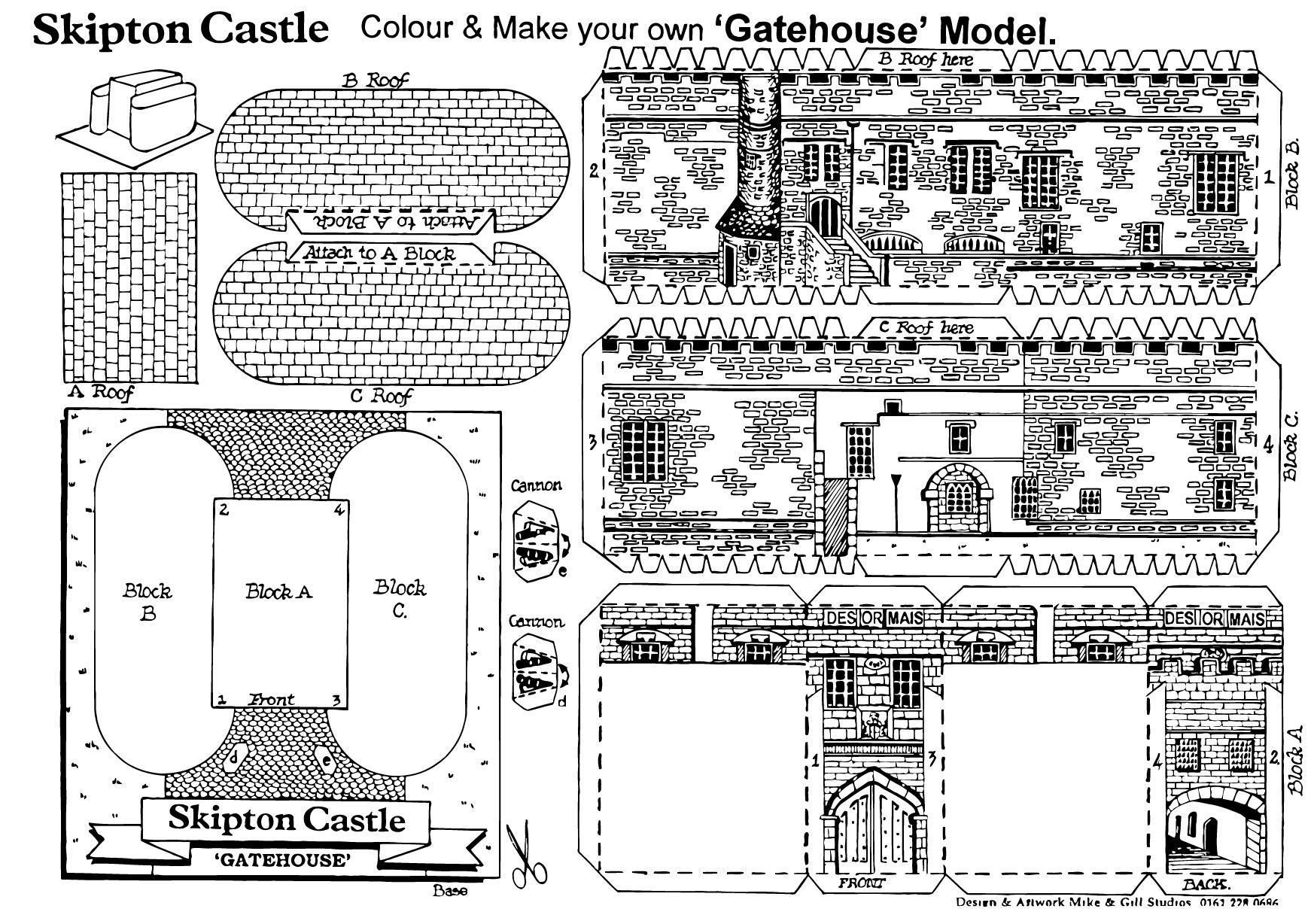 Coloriage de la porte du château de Skipton avec un modèle détaillé de ...