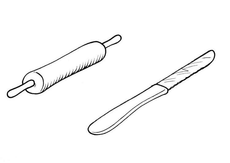 Coloriage rouleau à patisserie + couteau - Coloriages Gratuits à ...