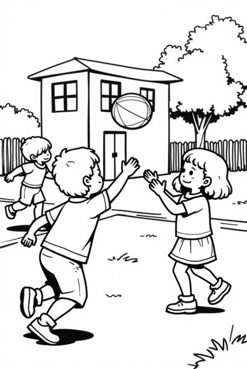 Coloriage sur le terrain de jeu - Gratuit à Imprimer - Img 32283