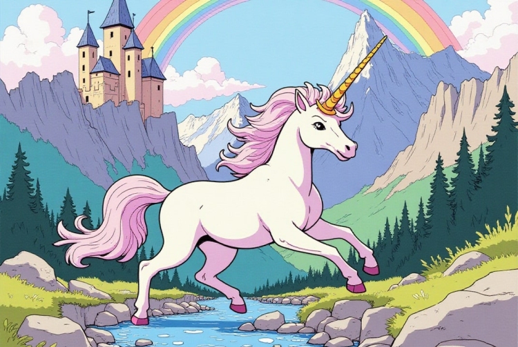 Image licorne au château - Gratuit à Imprimer - Img 32070