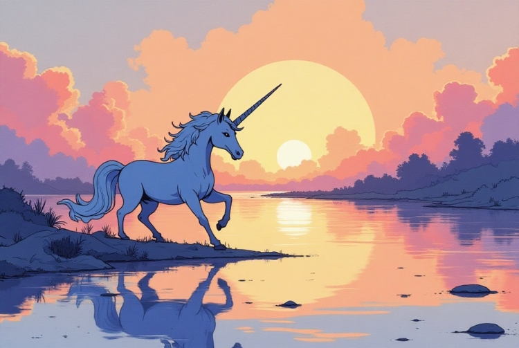 Image Licorne au lac - Gratuit à Imprimer - Img 32072